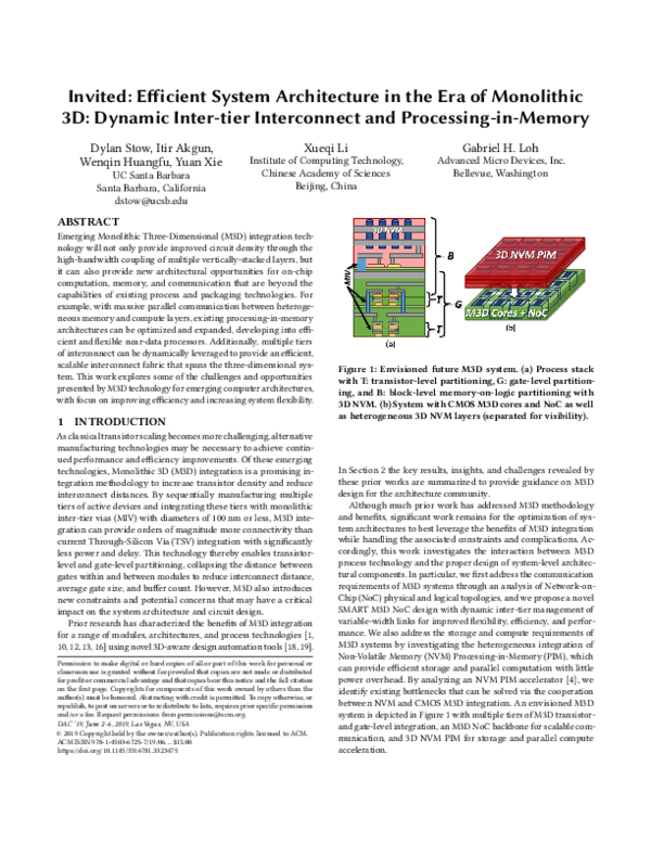 (PDF) Efficient System Architecture in the Era of Monolithic 3D