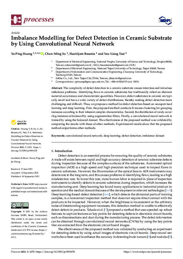 (PDF) Imbalance Modelling for Defect Detection in Ceramic Substrate by Using Convolutional ...