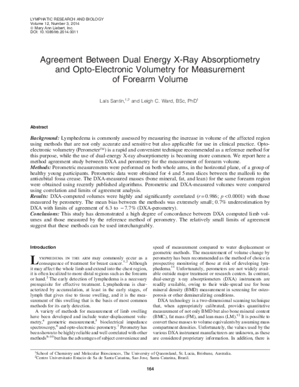 (PDF) Agreement between dual energy X-ray absorptiometry and opto ...