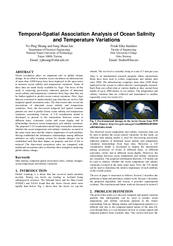 (PDF) Association Analysis of Ocean Salinity and Temperature Variations
