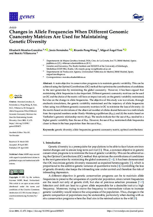 (PDF) Changes in Allele Frequencies When Different Genomic Coancestry ...