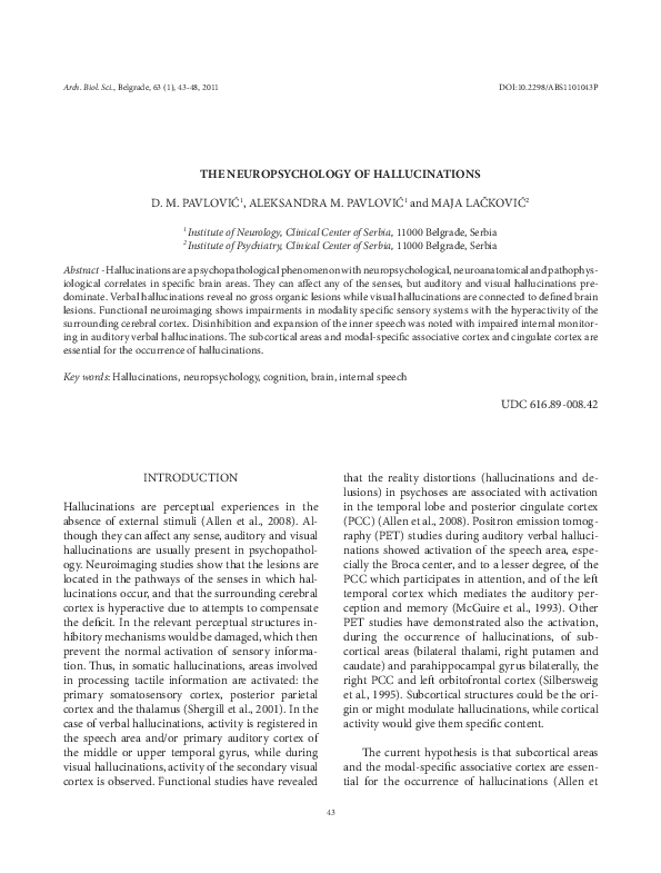 (PDF) The neuropsychology of hallucinations