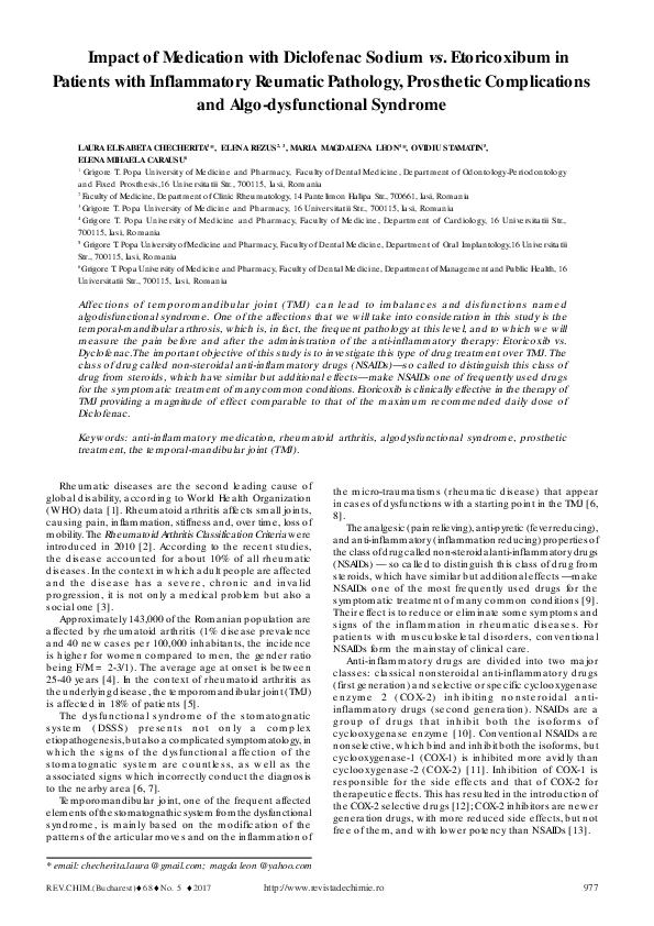 (PDF) Impact of Medication with Diclofenac Sodium vs. Etoricoxibum in ...