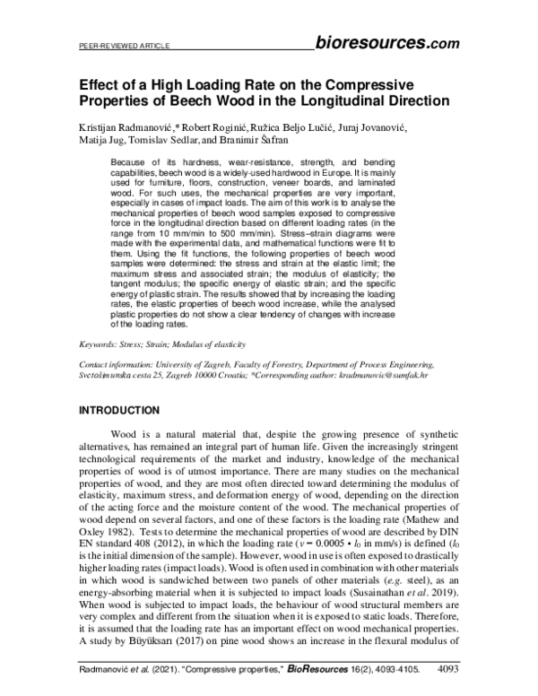(PDF) Effect of a high loading rate on the compressive properties of ...