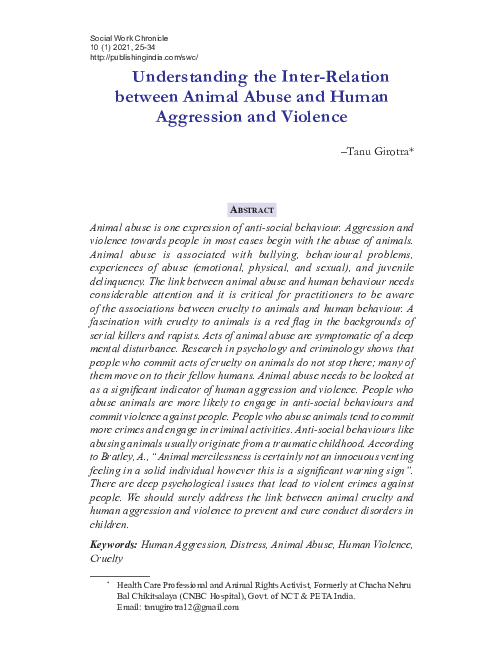 (PDF) Understanding the Inter-Relation between Animal Abuse and Human ...