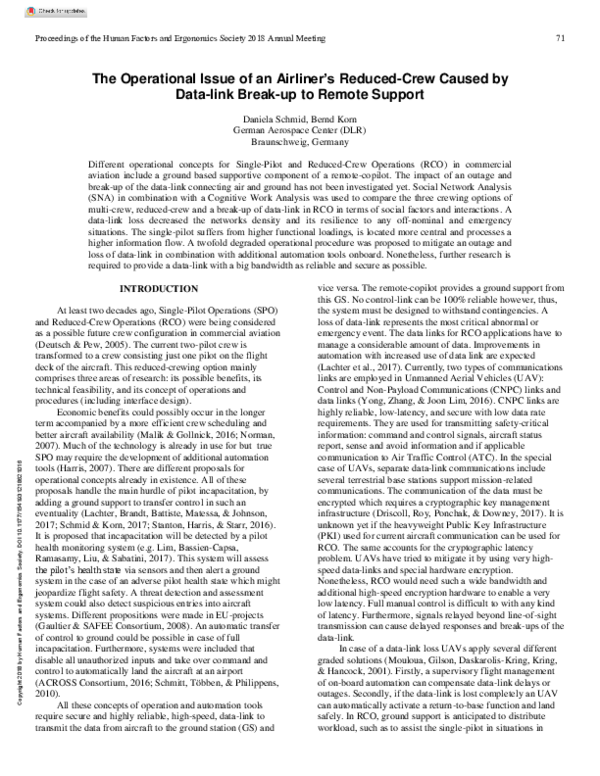 (PDF) The Operational Issue of an Airliner’s Reduced-Crew Caused by ...