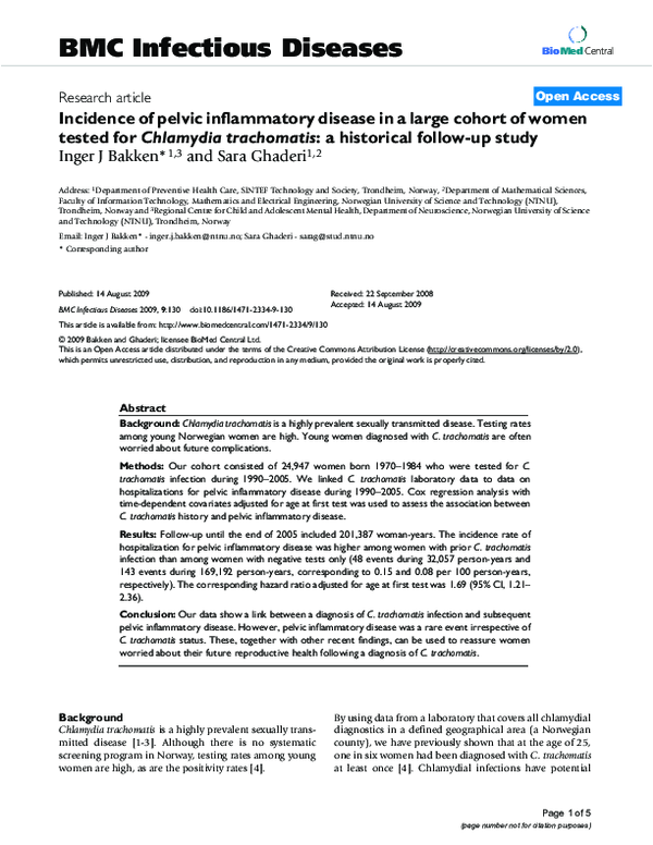 (PDF) Incidence of pelvic inflammatory disease in a large cohort of ...