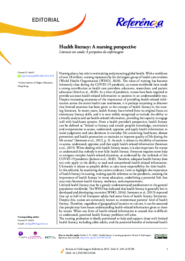 (PDF) Health literacy: A nursing perspective