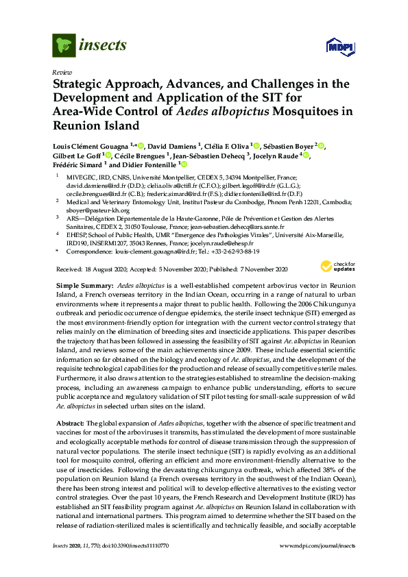 (PDF) Advancements and Challenges of SIT for Aedes albopictus Control