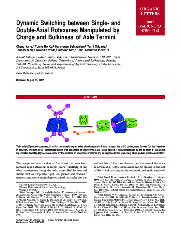(PDF) Dynamic Switching between Single- and Double-Axial Rotaxanes ...