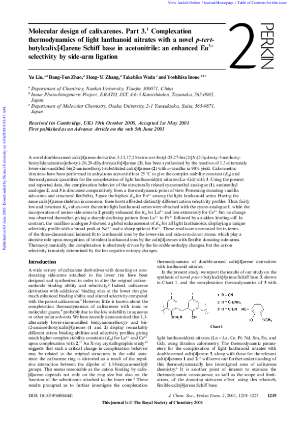 (PDF) Molecular design of calixarenes. Part 3. Complexation ...