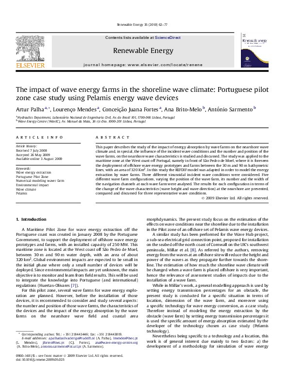 (PDF) The impact of wave energy farms in the shoreline wave climate ...