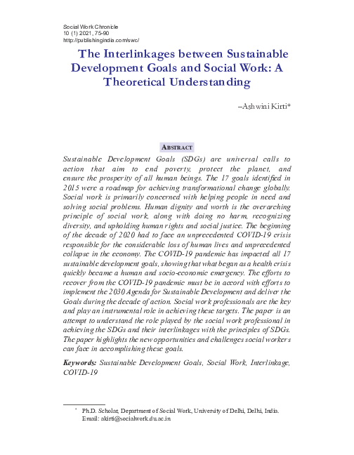 (PDF) The Interlinkages between Sustainable Development Goals and ...
