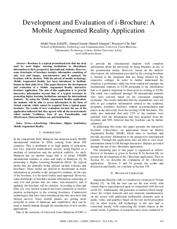 (PDF) Development and Evaluation of i-Brochure: A Mobile Augmented Reality Application