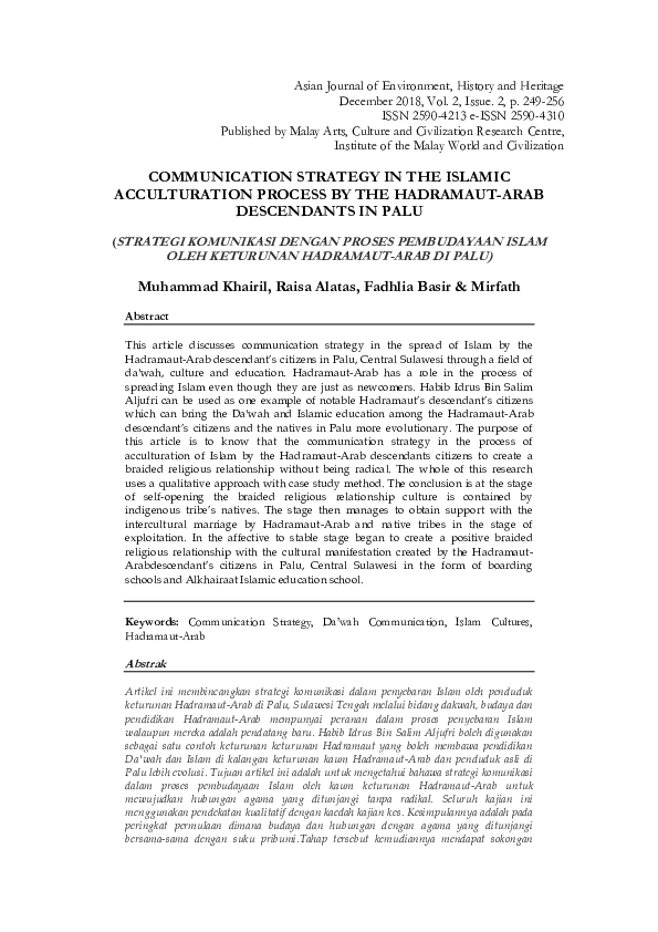 (PDF) Communication Strategy in the Islamic Acculturation Process by ...