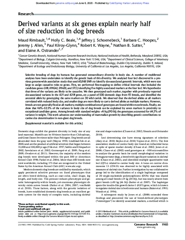 (PDF) Derived variants at six genes explain nearly half of size ...