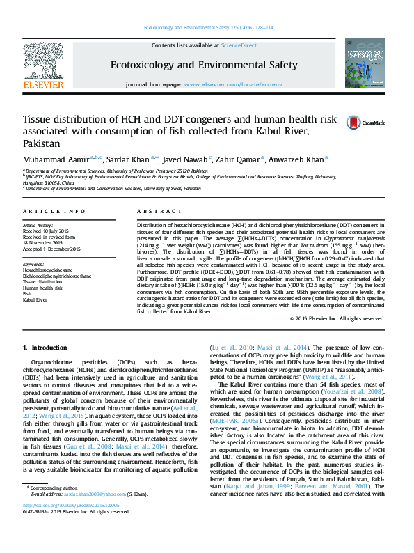(PDF) Tissue distribution of HCH and DDT congeners and human health ...