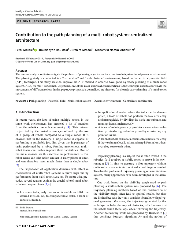 (PDF) Centralized Multi-Robot Trajectory Planning