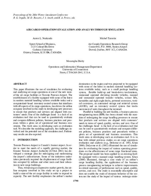 (PDF) Air Cargo Operations Evaluation and Analysis through Simulation