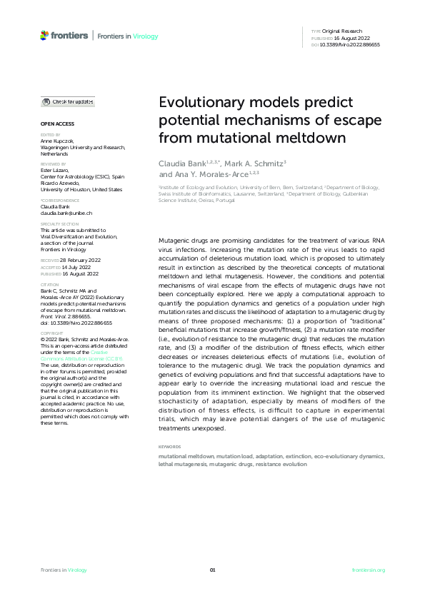 (PDF) Evolutionary models predict potential mechanisms of escape from ...