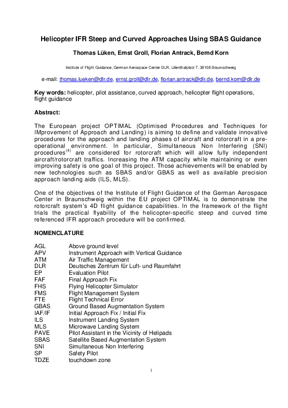 (PDF) Helicopter IFR Steep and Curved Approaches Using SBAS Guidance