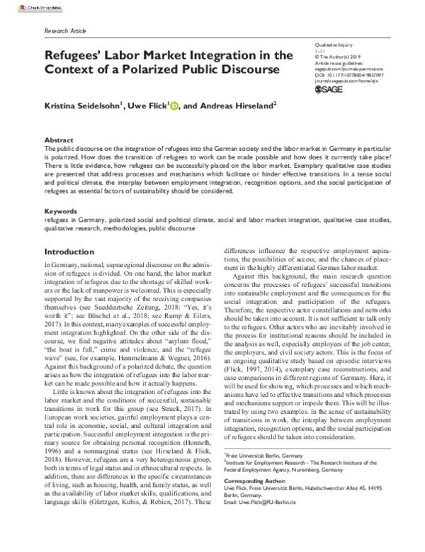 (PDF) Refugees’ Labor Market Integration in the Context of a Polarized ...