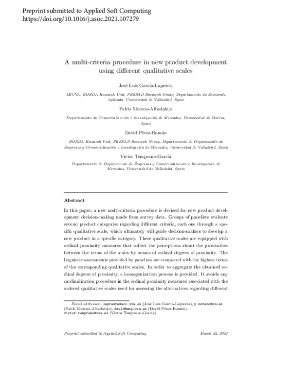 (PDF) A multi-criteria procedure in new product development using different qualitative scales ...