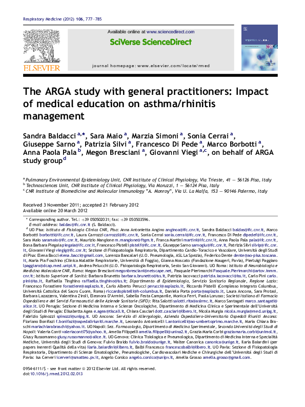 (PDF) The ARGA study with general practitioners: Impact of medical ...