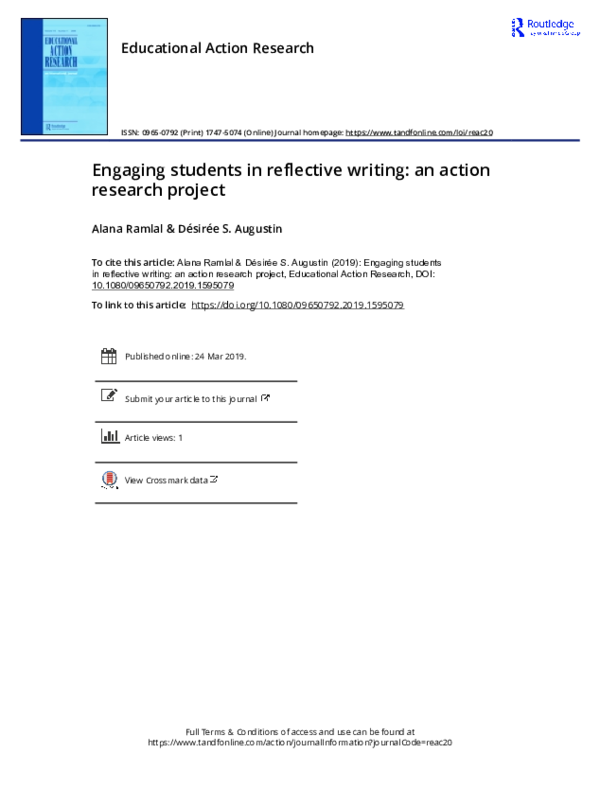 (PDF) Engaging students in reflective writing: an action research project