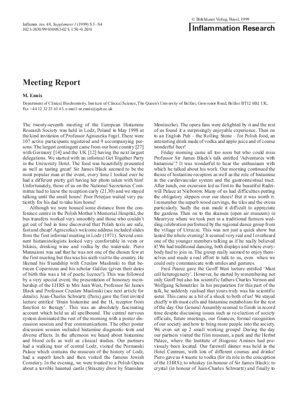 (PDF) Meeting Report
