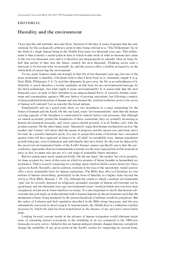 (PDF) Humility and the environment