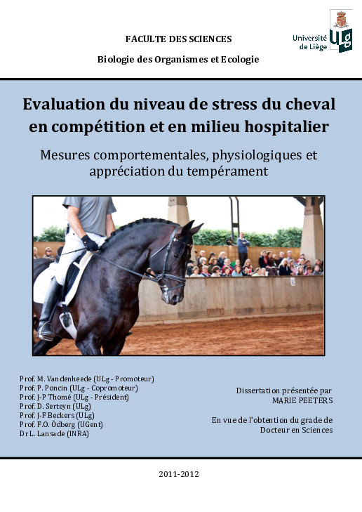 (PDF) Évaluation du niveau de stress du cheval en compétition et en ...