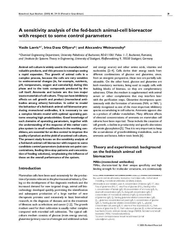(PDF) A sensitivity analysis of the fed-batch animal-cell bioreactor ...