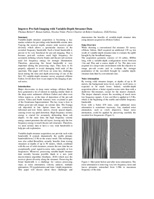 (PDF) Improving Pre-Salt Imaging with Variable-Depth Streamer Data