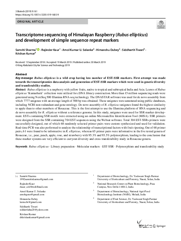 (PDF) Transcriptome sequencing of Himalayan Raspberry (Rubus ellipticus ...