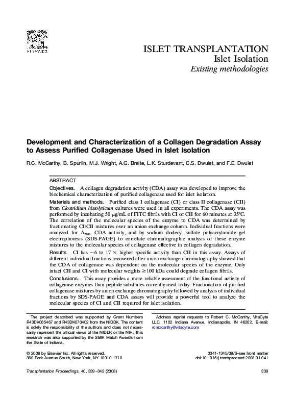 (PDF) Development and Characterization of a Collagen Degradation Assay ...