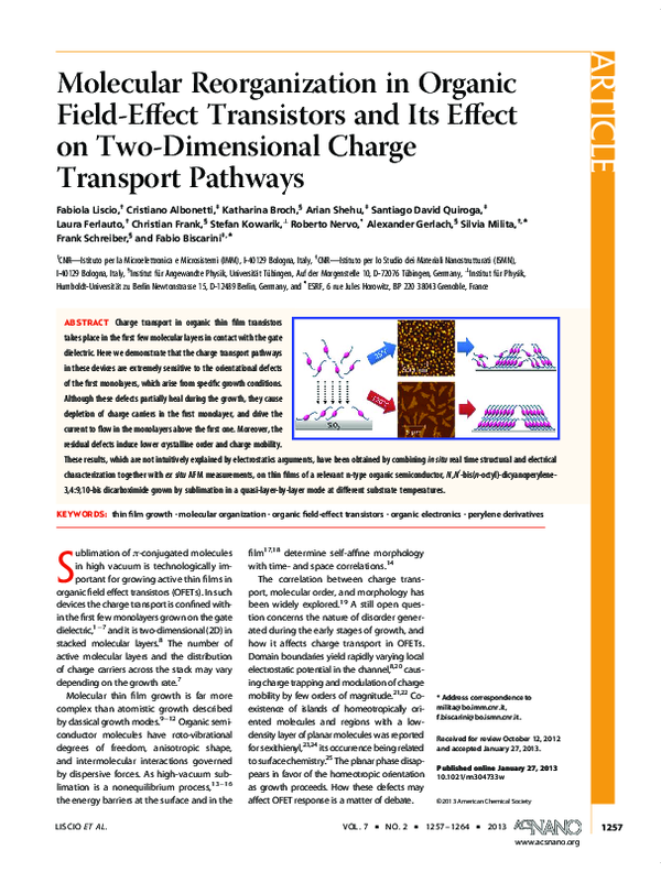 (PDF) Molecular Reorganization in Organic Field-Effect Transistors and ...