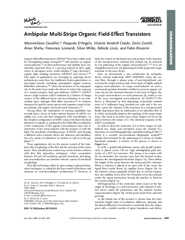 (PDF) Ambipolar Multi-Stripe Organic Field-Effect Transistors