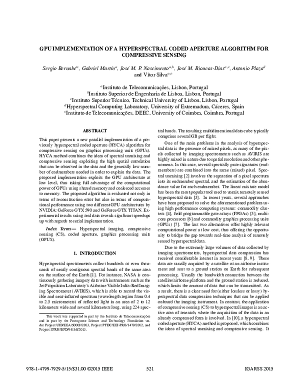 (PDF) GPU implementation of a hyperspectral coded aperture algorithm ...