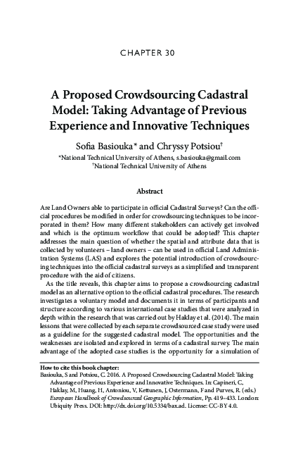 (PDF) A Proposed Crowdsourcing Cadastral Model: Taking Advantage of Previous Experience and ...