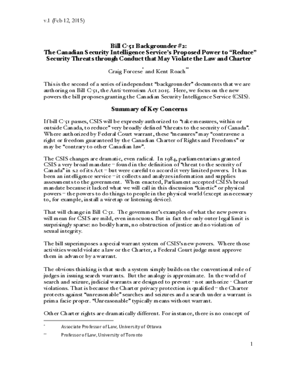 (PDF) Bill C-51 Backgrounder #2: The Canadian Security Intelligence ...