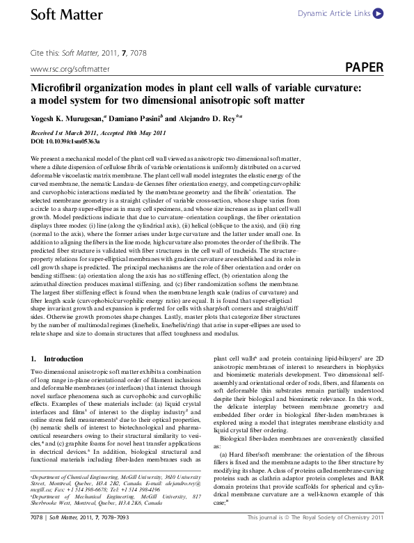 (PDF) Microfibril organization modes in plant cell walls of variable ...