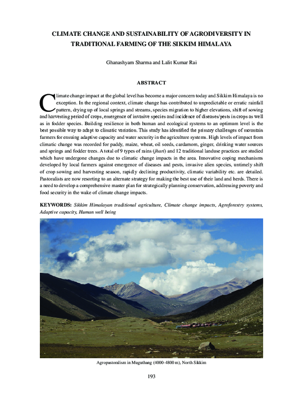 (PDF) Climate Change and Sustainability of Agrodiversity in Traditional ...