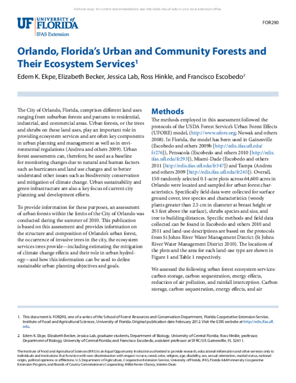 (PDF) Orlando, Florida’s Urban and Community Forests and Their ...