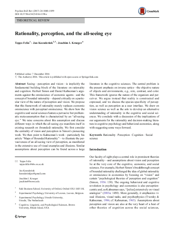 (PDF) Rationality, perception, and the all-seeing eye