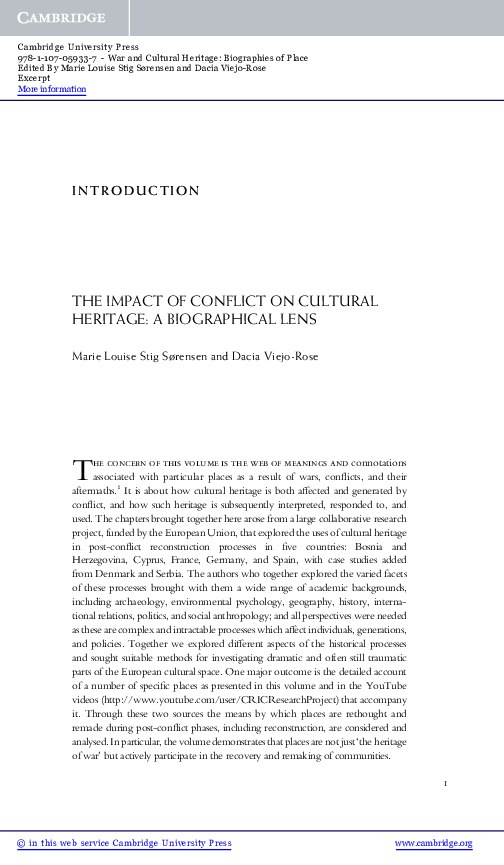 (PDF) The Impact of Conflict on Cultural Heritage: A Biographical Lens