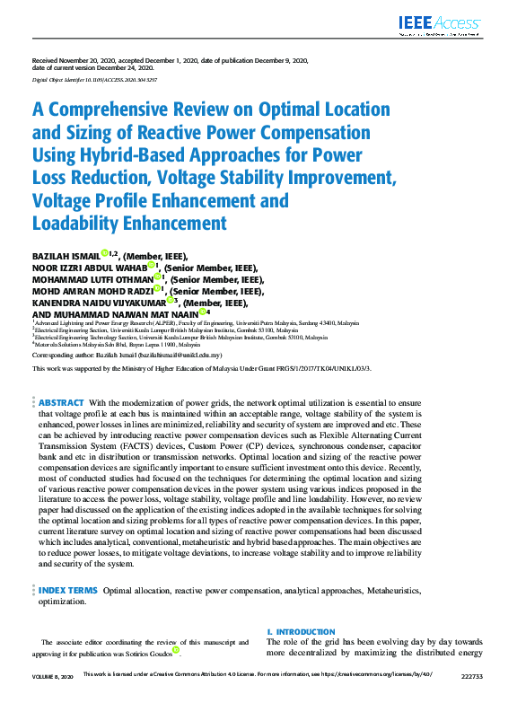 (PDF) A Comprehensive Review on Optimal Location and Sizing of Reactive ...