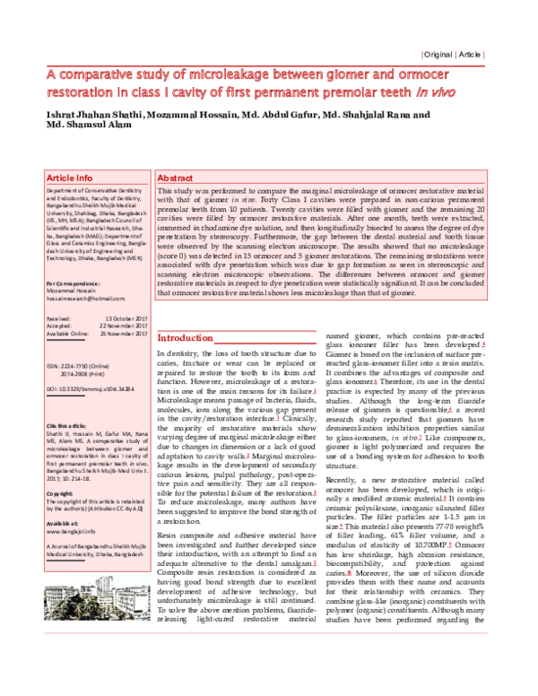 (PDF) A comparative study of microleakage between giomer and ormocer ...