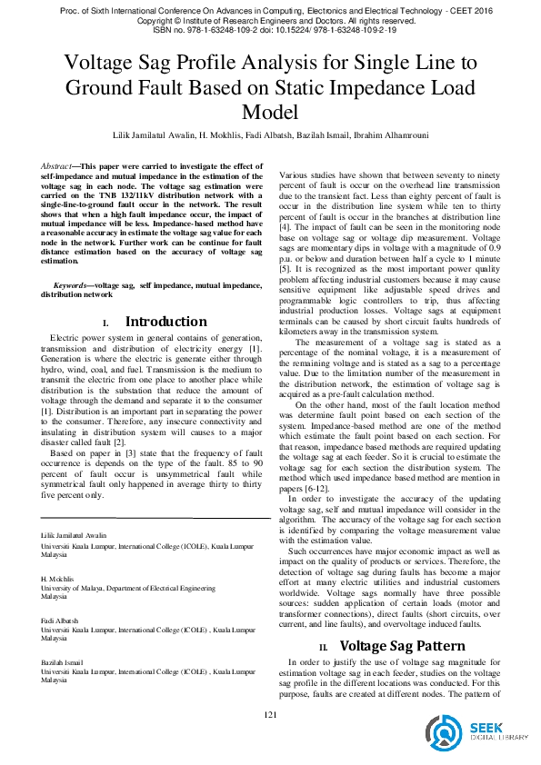 Pdf Voltage Sag Profile Analysis For Single Line To Ground Fault