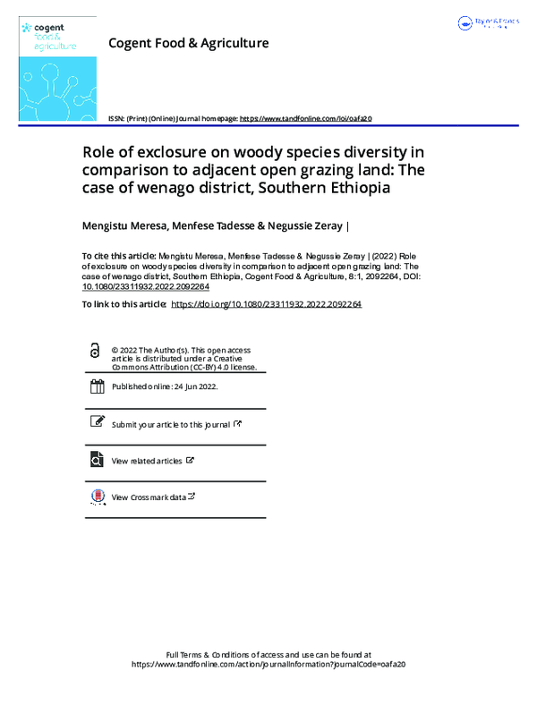 (PDF) Role of exclosure on woody species diversity in comparison to ...